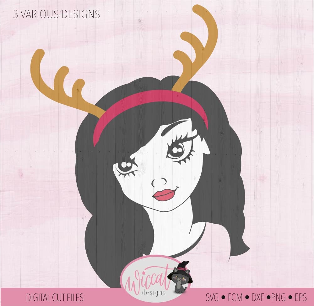 Reindeer Girl With Antlers Svg Deer Antler Girl Svg Teen | Etsy