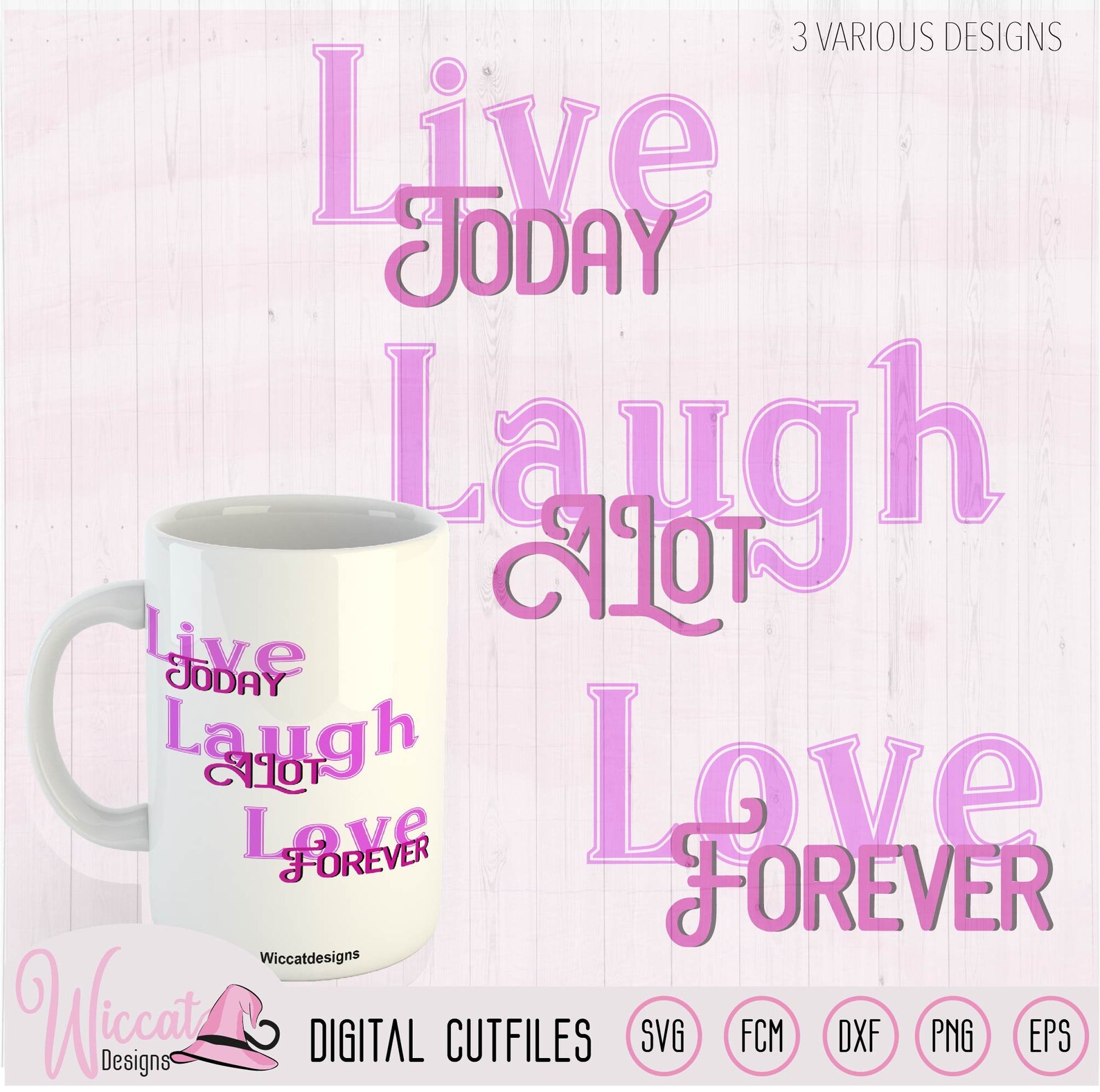 Inspirational quote live today laugh a lot love forever | Etsy