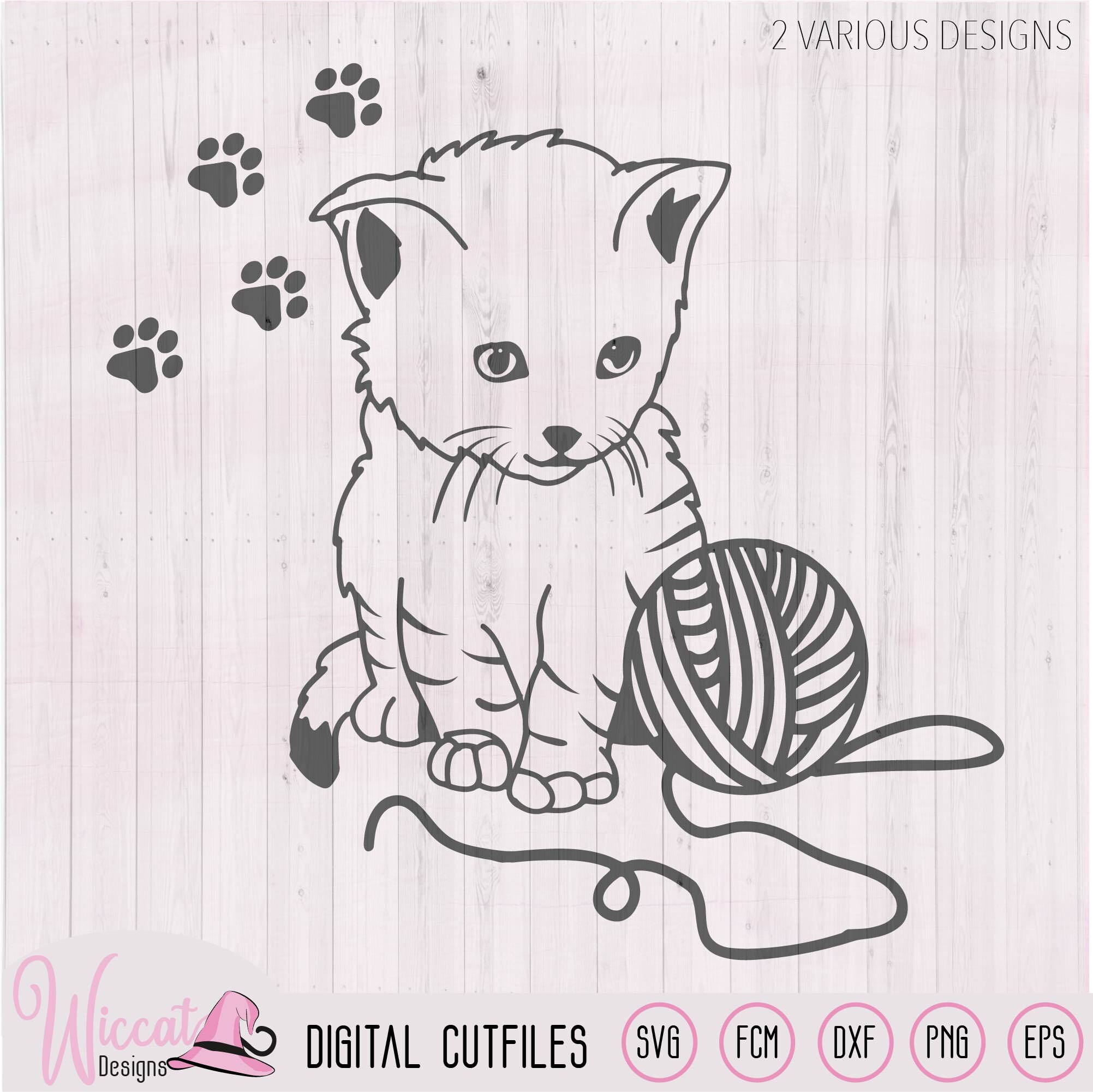 Cute Line Art Kitten mit Wolle Svg katze svg tiere svg - Etsy.de