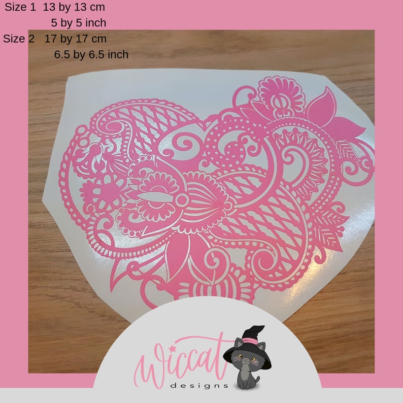 Zentangle Heart Decal Lace Heart Sticker Cover Sticker - Etsy