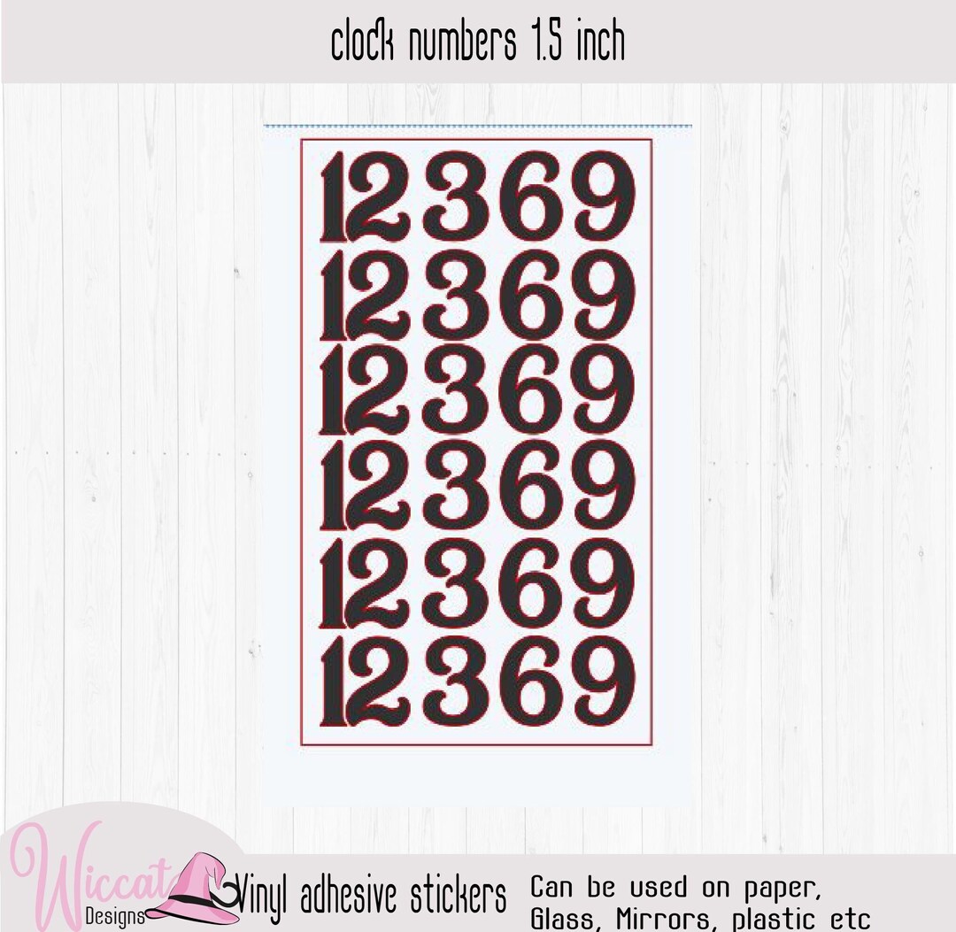 Clock Numbers Vinyl Stickers 1.5 Inch, Big Numbers, 3, 6, 9 and 12 for ...