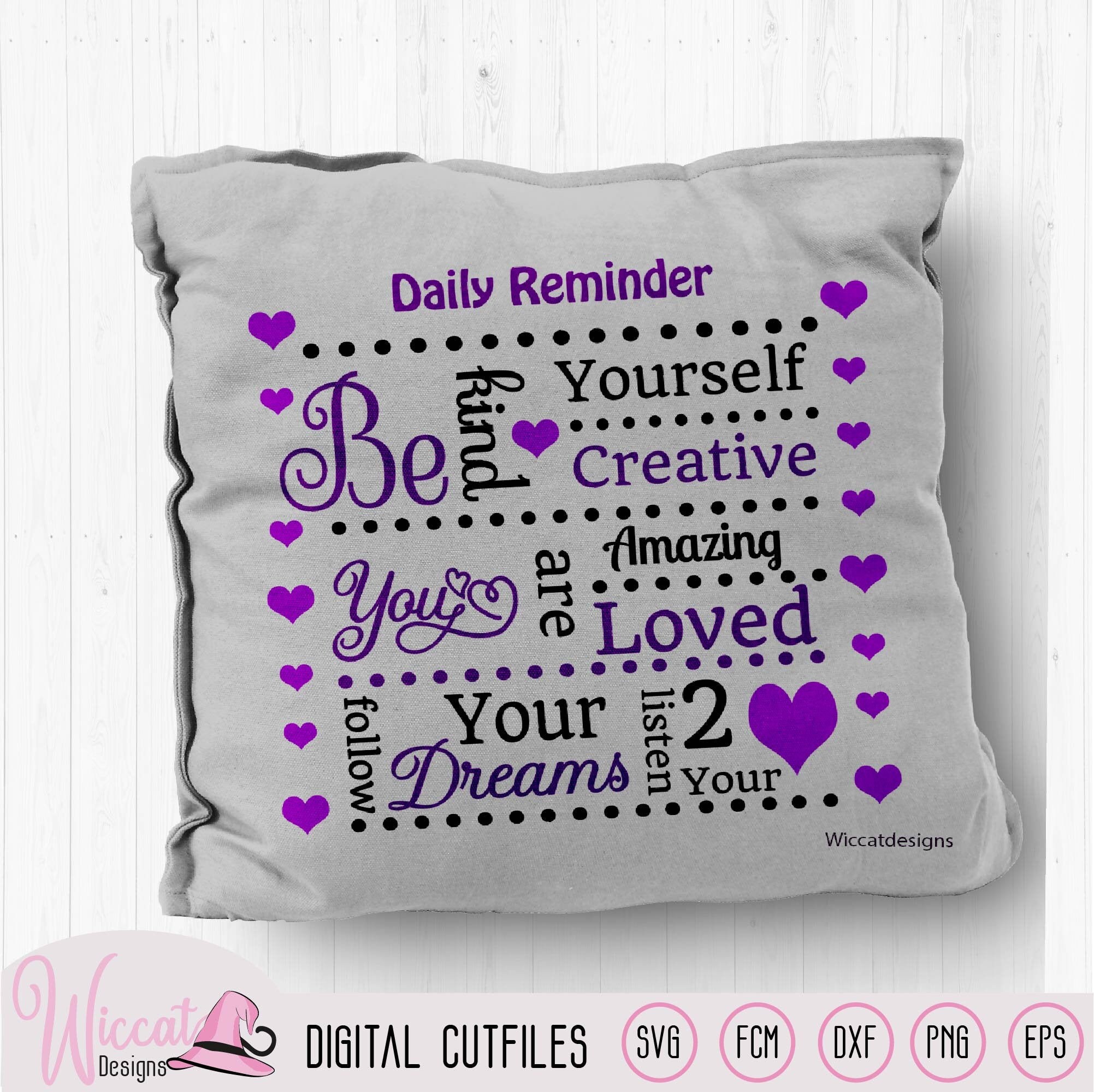 Daily Reminder Positive Quote Be Kind Svg Pillow Text Svg - Etsy