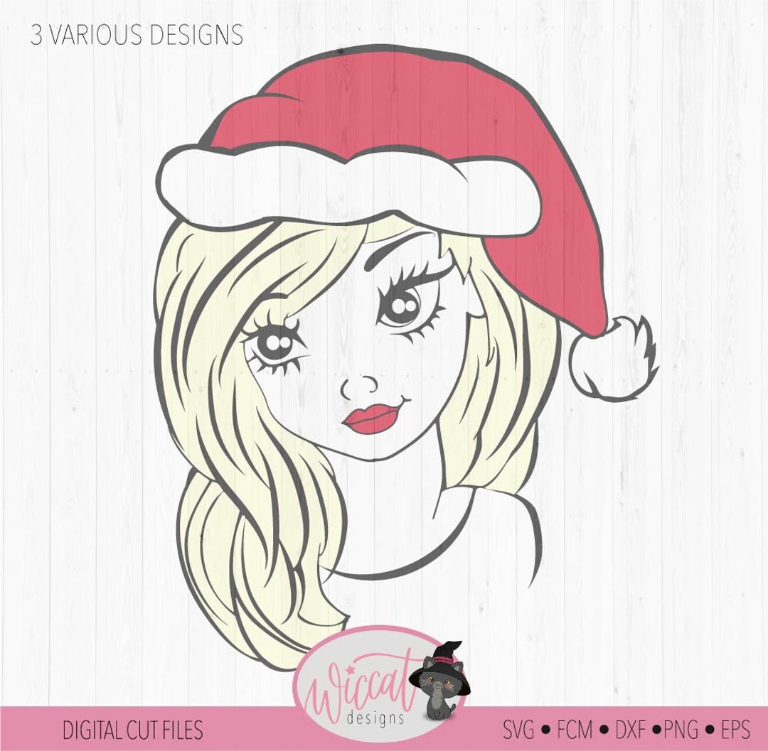 Christmas Girl With Hat Svg, Christmas Svg Designs, Girl Face Svg, Dxf ...