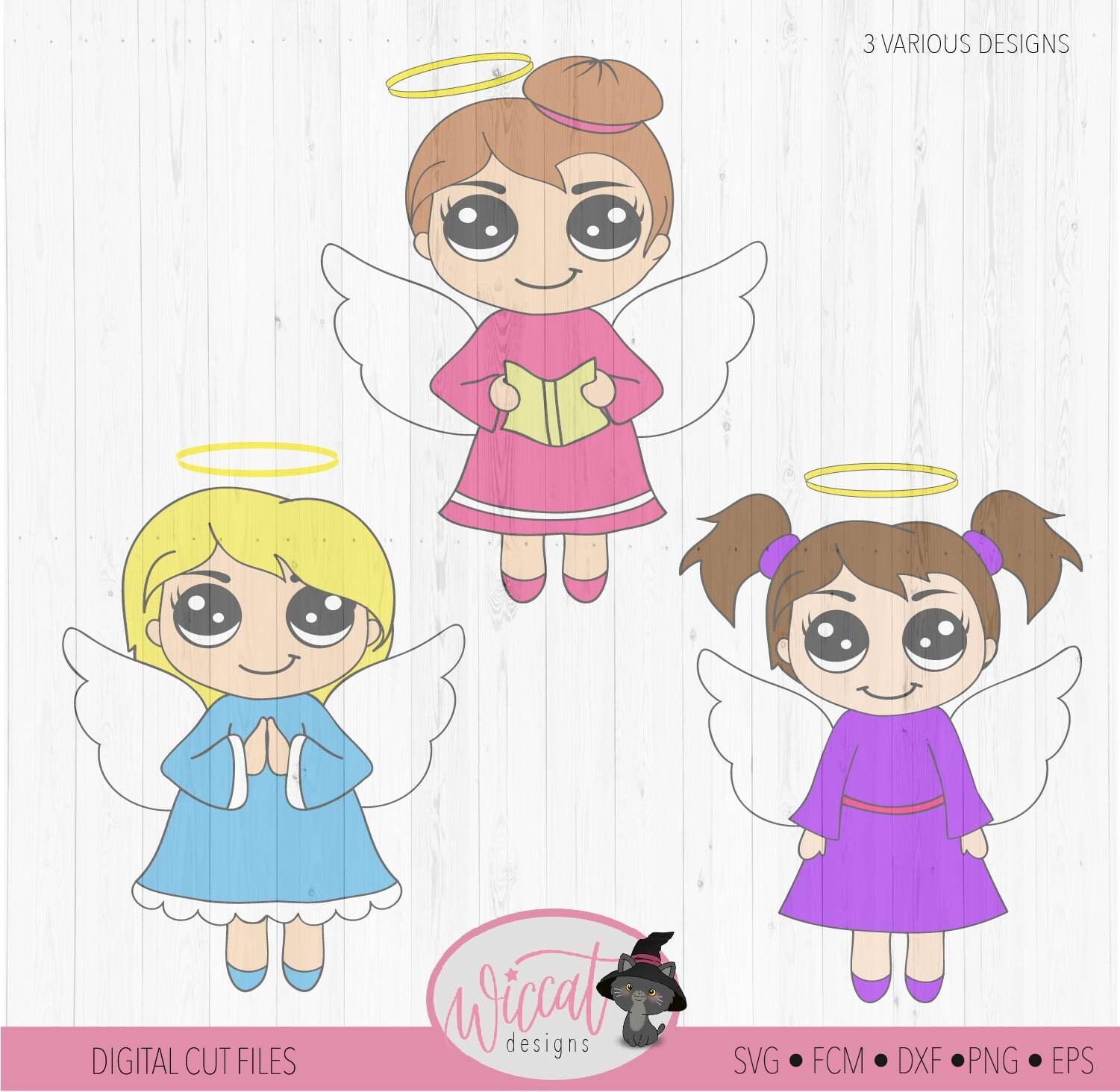 Three little angels Singing Angel svg chibi angel Kawaii | Etsy