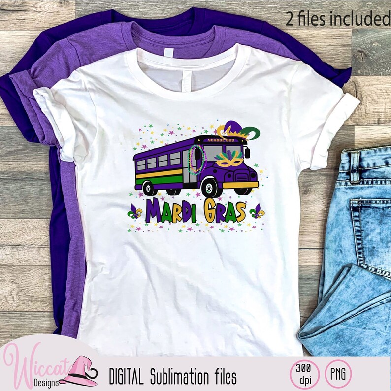 Mardi Gras School Bus Sublimation Design School Bus Driver - Etsy