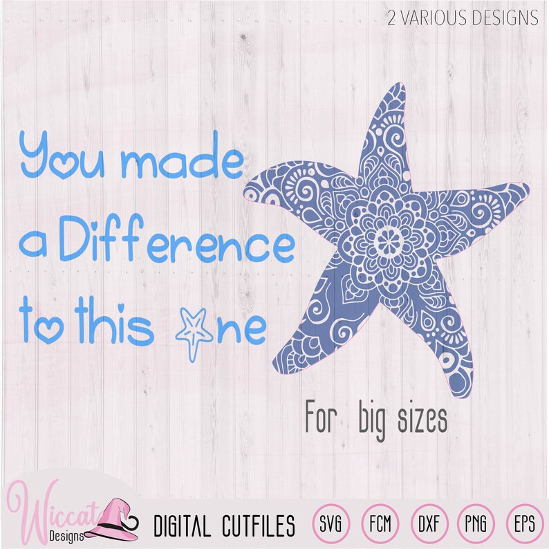 Starfish Mandala Svg You Made a Difference Positive Quote | Etsy