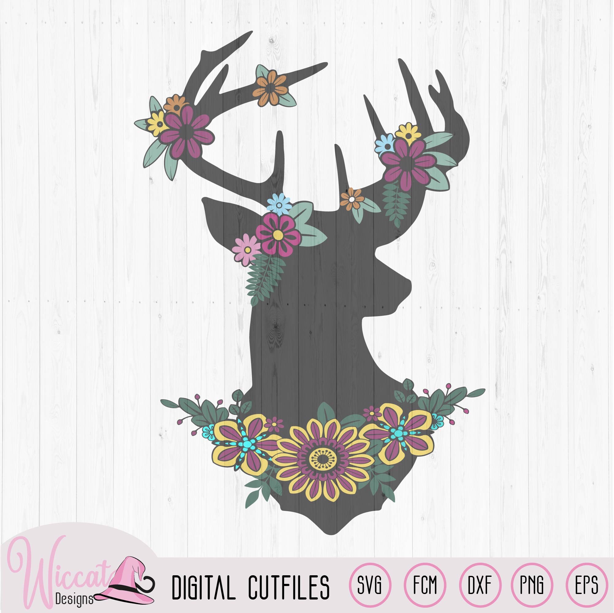 Flower Deer Silhouette Deer Reindeer svg Christmas sweater | Etsy