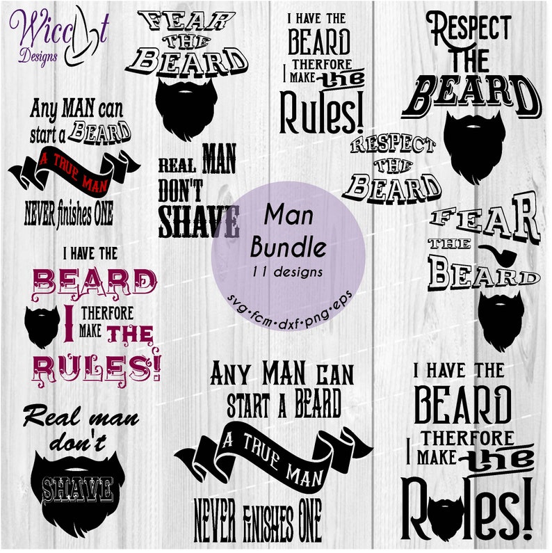 Bearded Man Svg Men Bundle Beard Quotes Svg Hipster Bundle | Etsy
