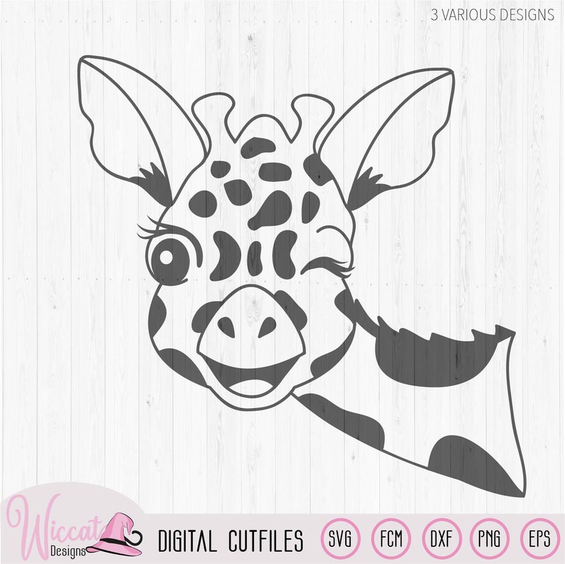 Winking Giraffe Svg Zoo Animal Svg Giraffe Face Scanncut - Etsy
