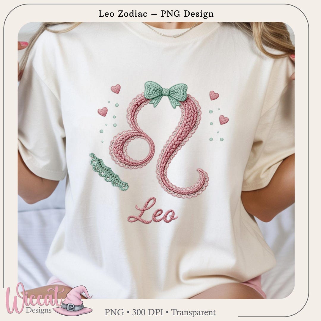Leo Zodiac PNG – Cozy Faux Knit Astrology Art, Pastel Zodiac Digital ...