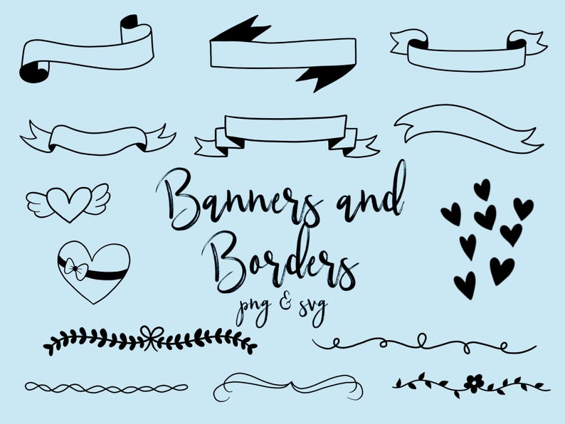 BANNERS and BORDERS CLIPART Clip Art Cute Doodles Vector - Etsy