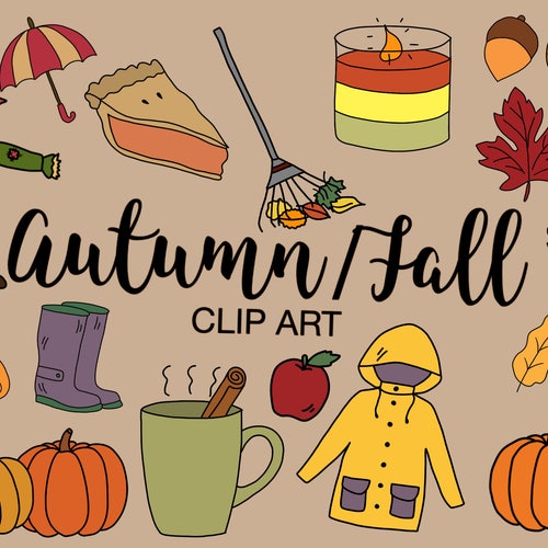 Hand Drawn Fall Clip Art. Doodle Autumn Clip Art. Thanksgiving - Etsy