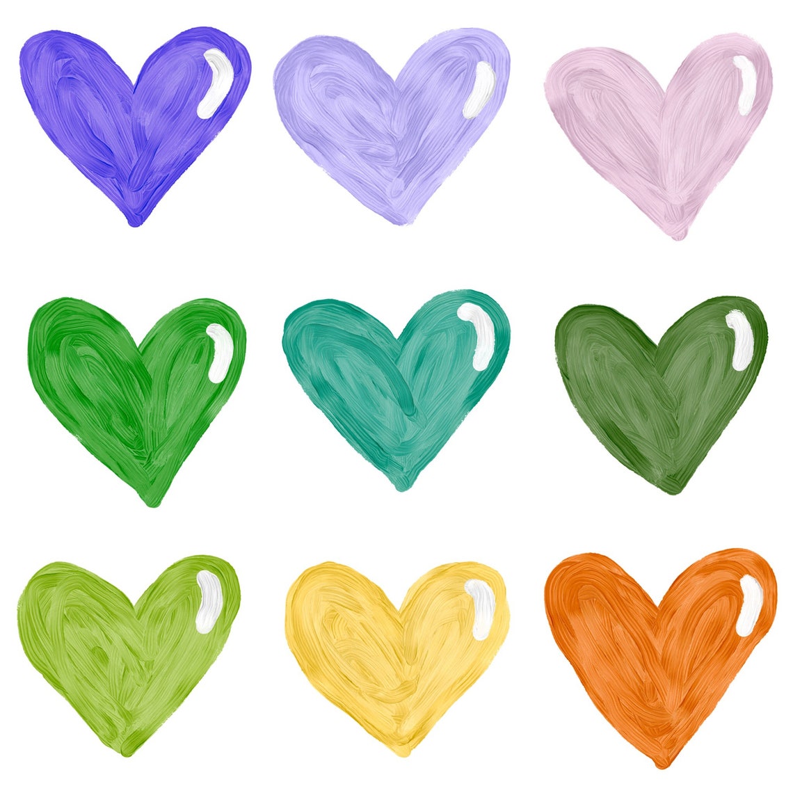 PAINTED HEART CLIPART Clip Art Cute Doodles Clipart | Etsy