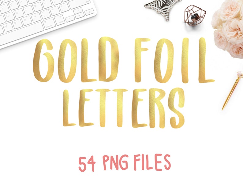 GOLD FOIL LETTERS Gold Foil Alphabet Clipart Gold Letters - Etsy
