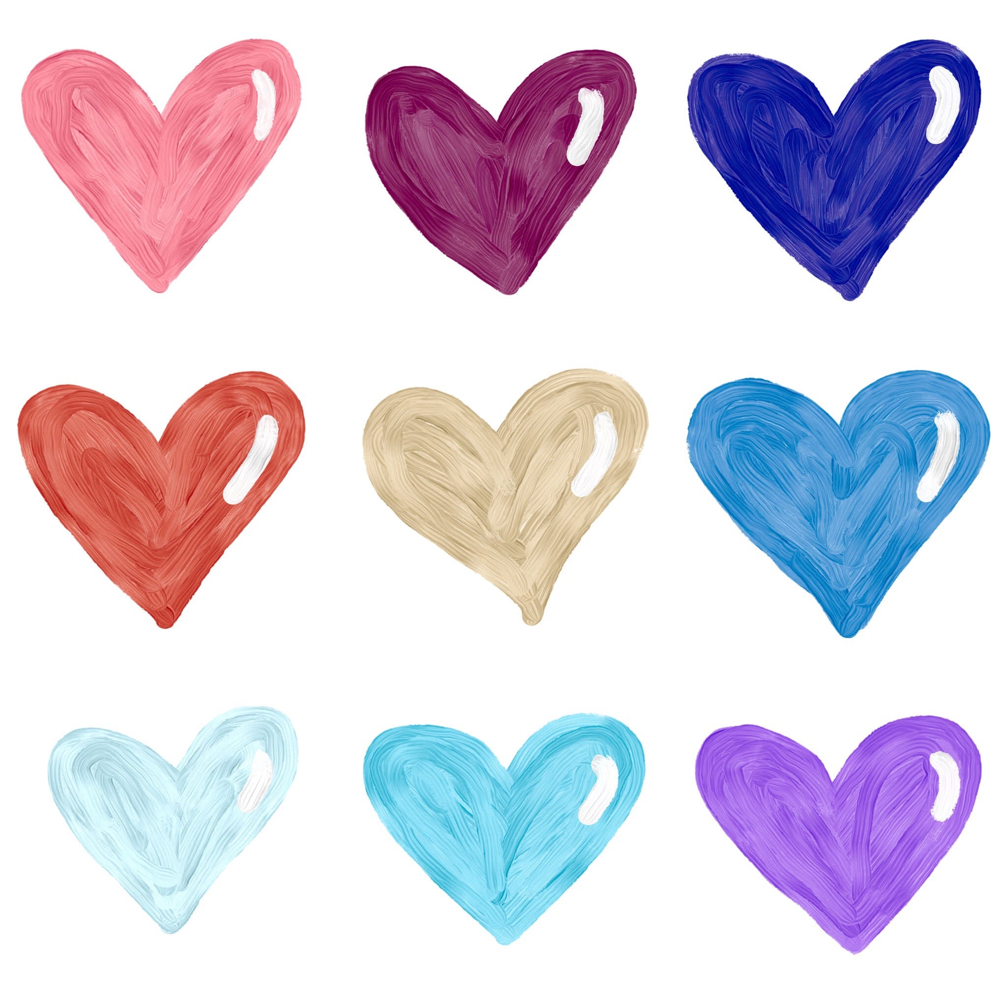 PAINTED HEART CLIPART Clip Art Cute Doodles Clipart | Etsy