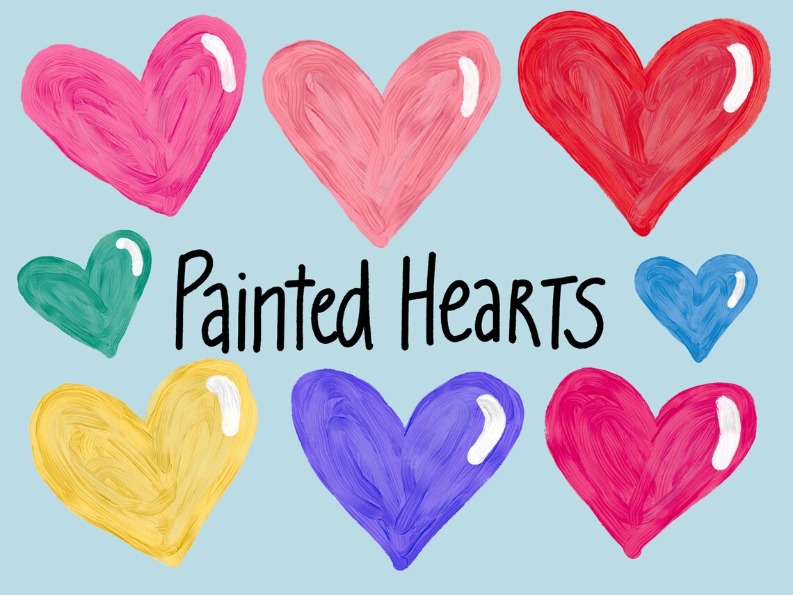 PAINTED HEART CLIPART Clip Art Cute Doodles Clipart - Etsy
