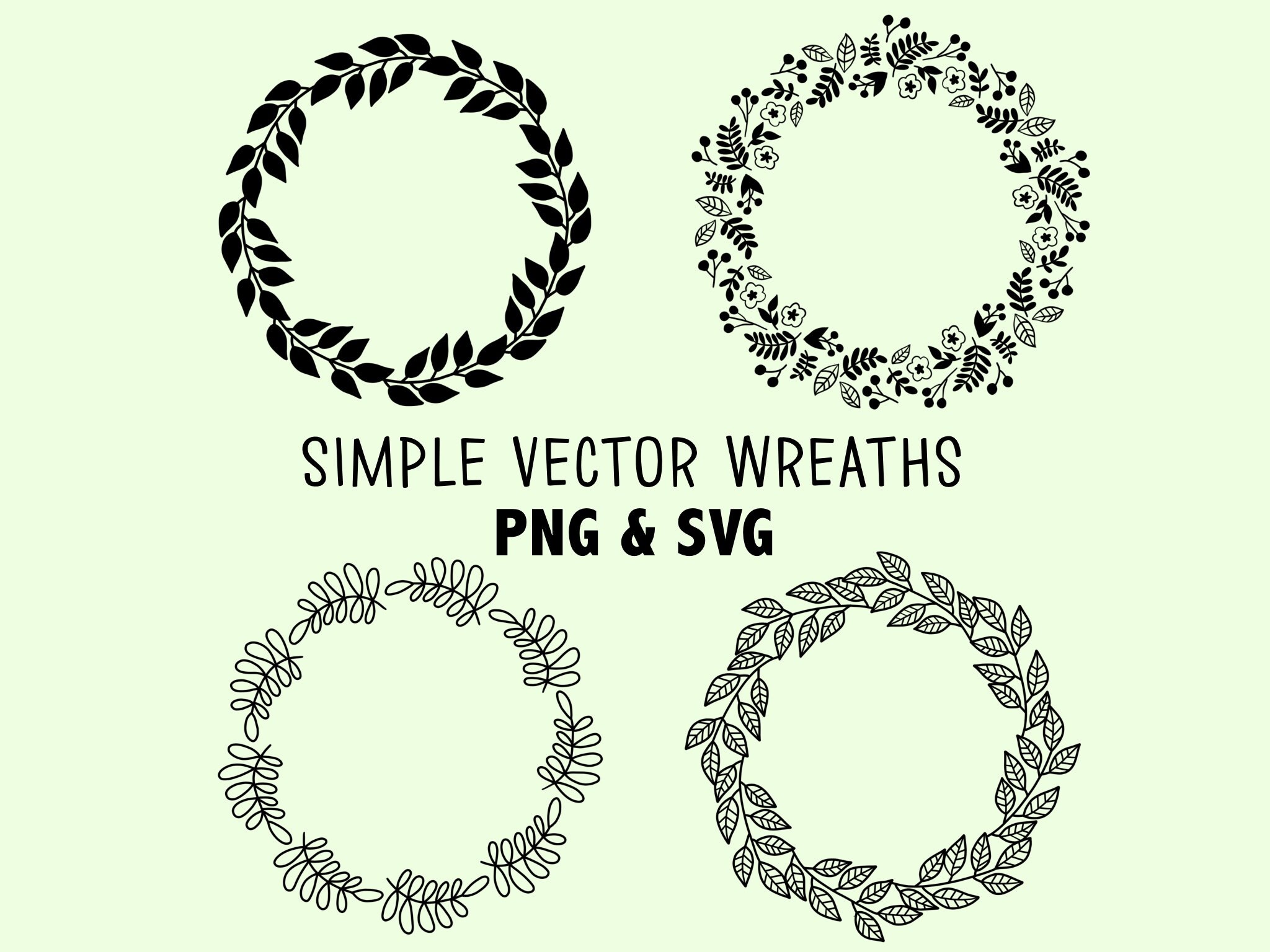 SIMPLE VECTOR WREATHS Hand-drawn Wreaths Doodle Clipart - Etsy