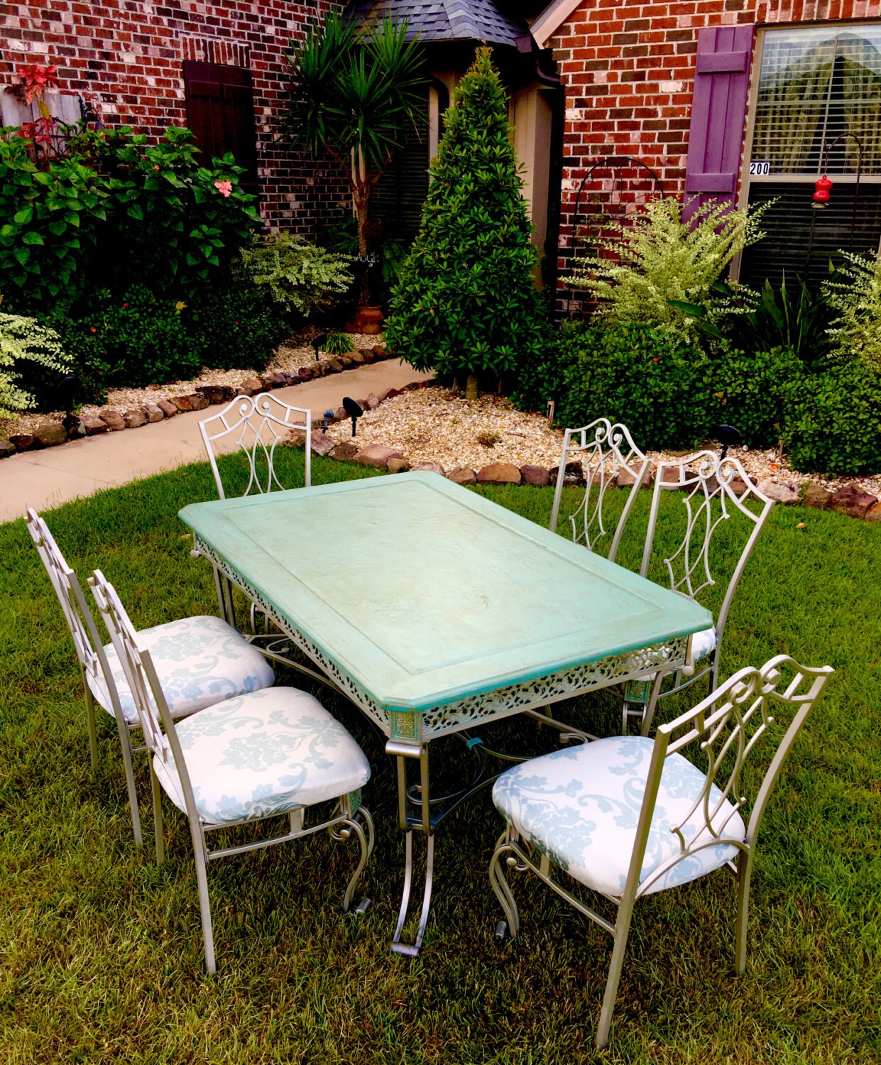 SOLD Titanium Wrought Iron Kitchen Table & 6 Chairs | Etsy