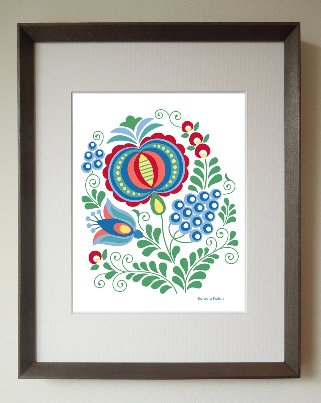 Moravian Folk Design Grapes Fine Art Print - Etsy