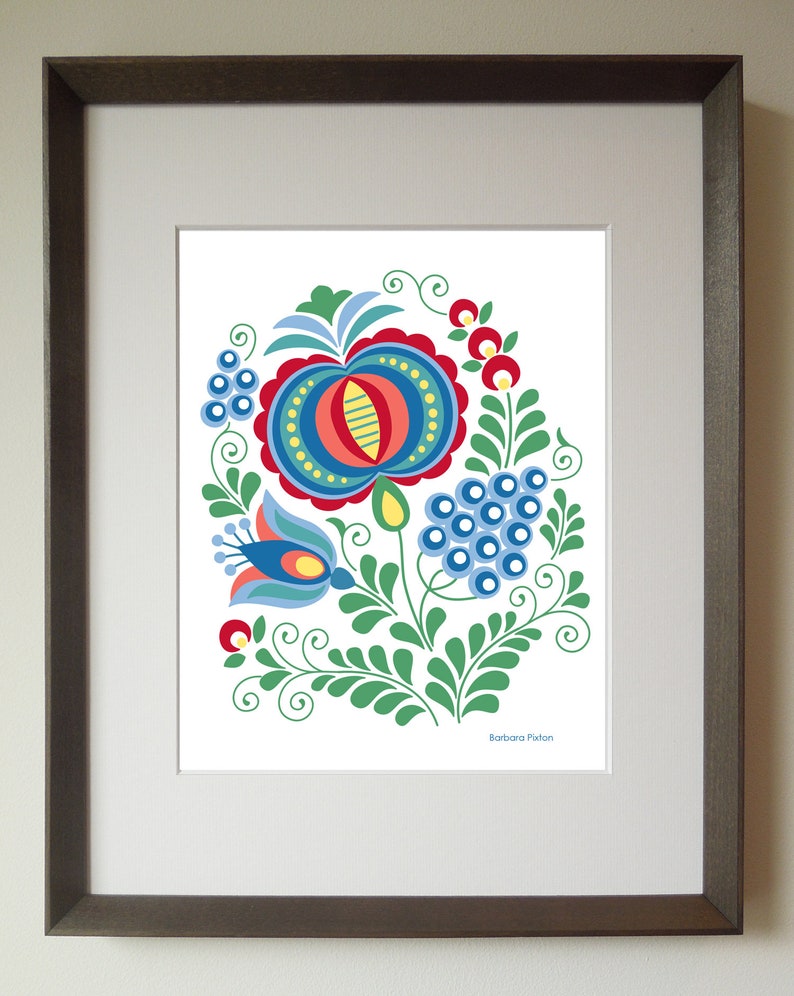 Moravian Folk Design Grapes Fine Art Print - Etsy