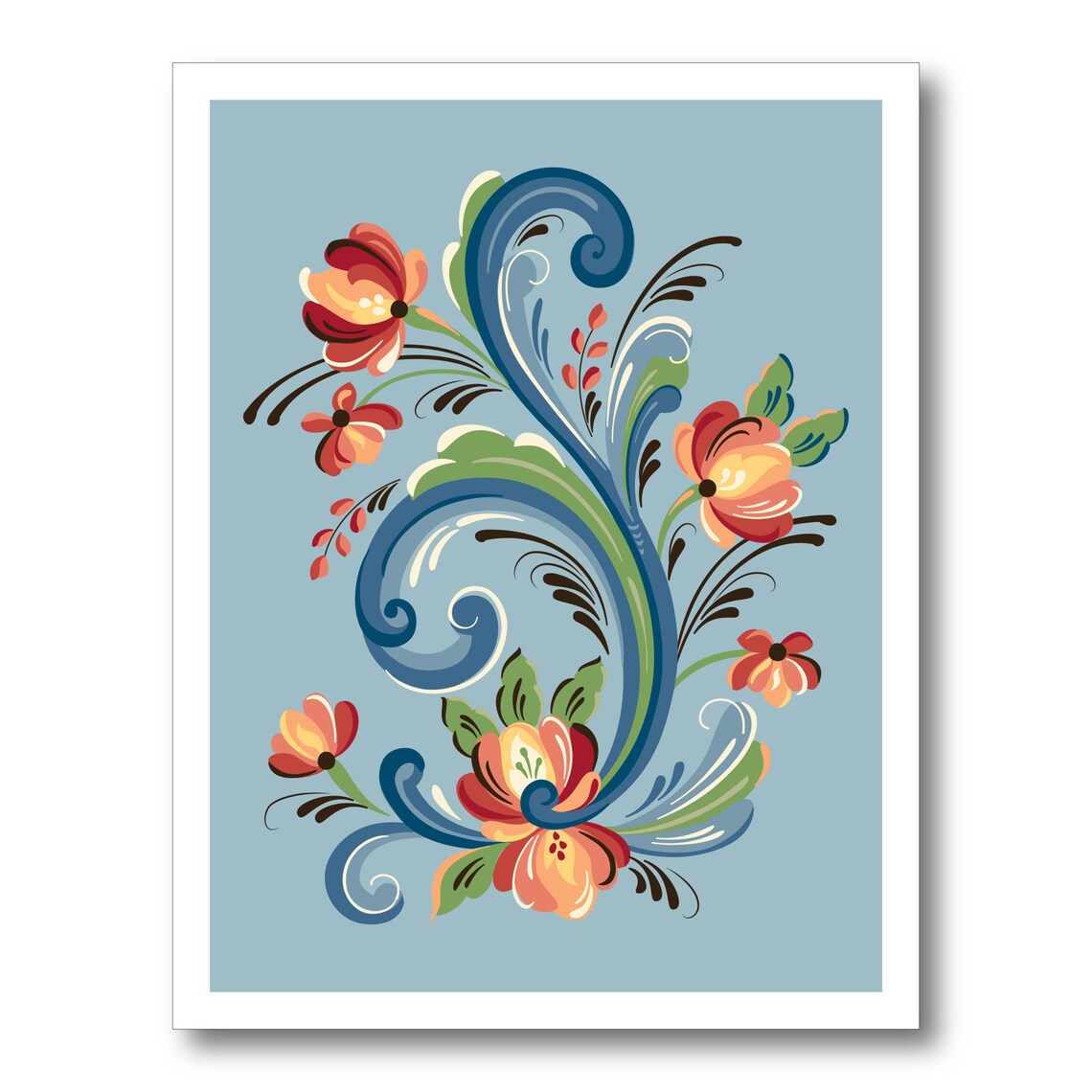 Rosemaling Norwegian Folk Style Greeting Cards, Set of Six - Etsy