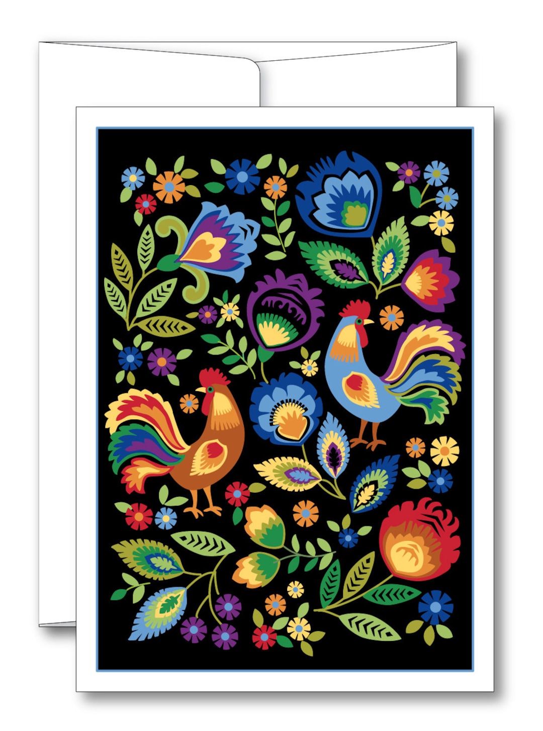 Roosters Greeting Card - Etsy