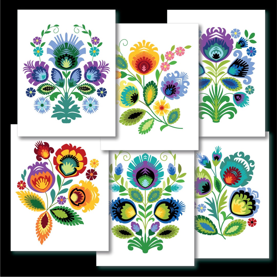 Polish Flowers Greeting Cards, Set of Six - Etsy