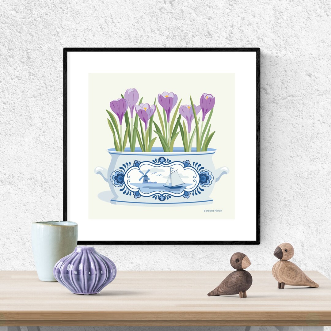Delft Pot With Crocuses Fine Art Print - Etsy