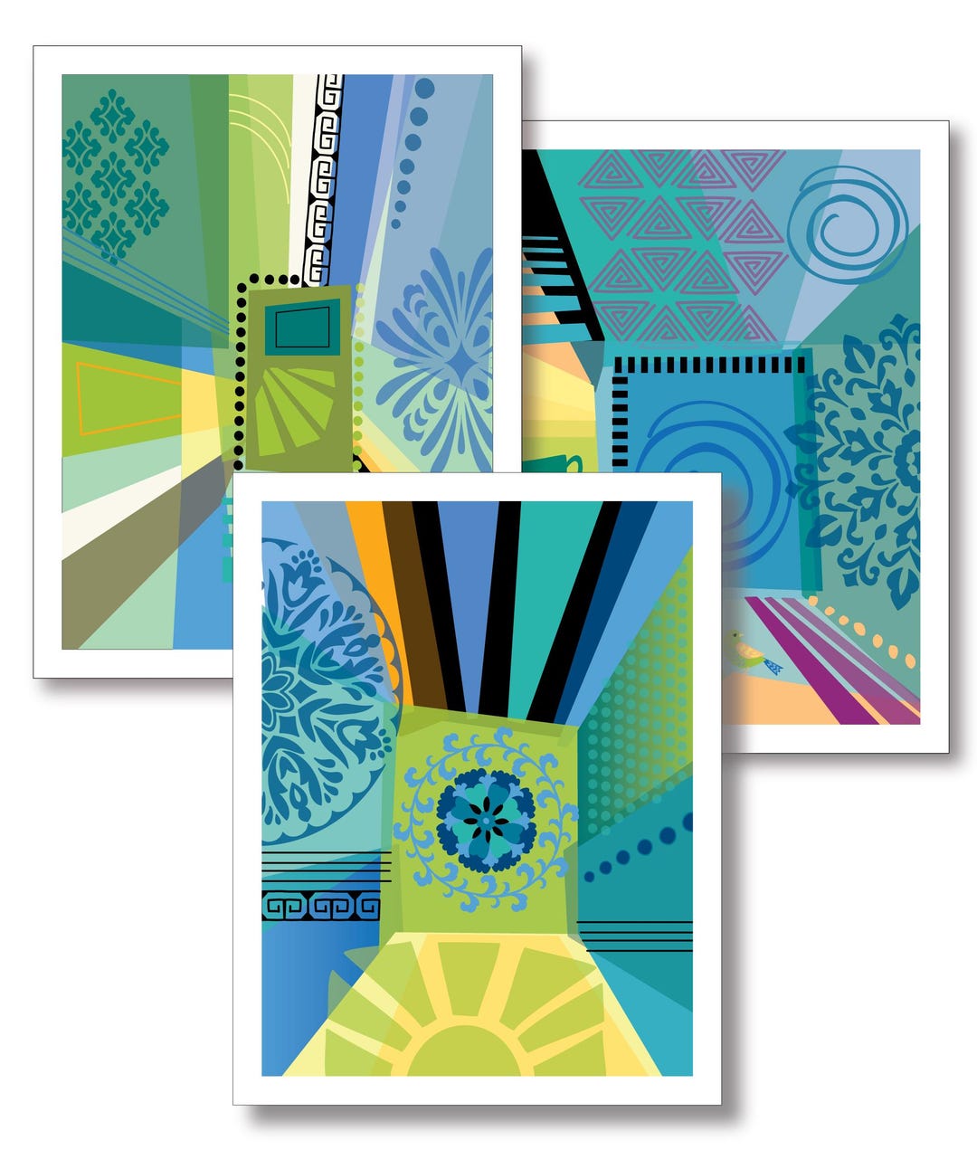 Abstract Color Collage Greeting Cards, Set of Six - Etsy