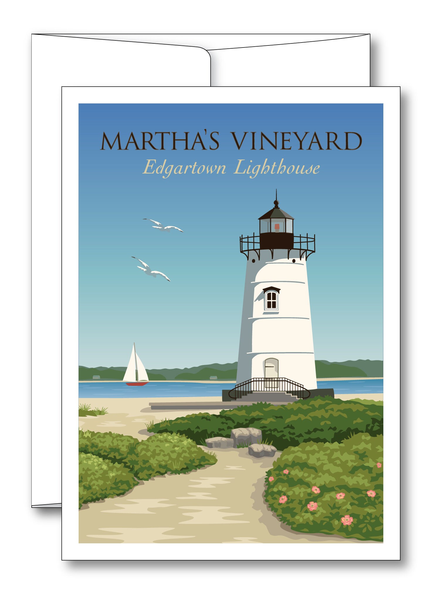 Edgartown, Martha's Vineyard Lighthouse Card - Etsy