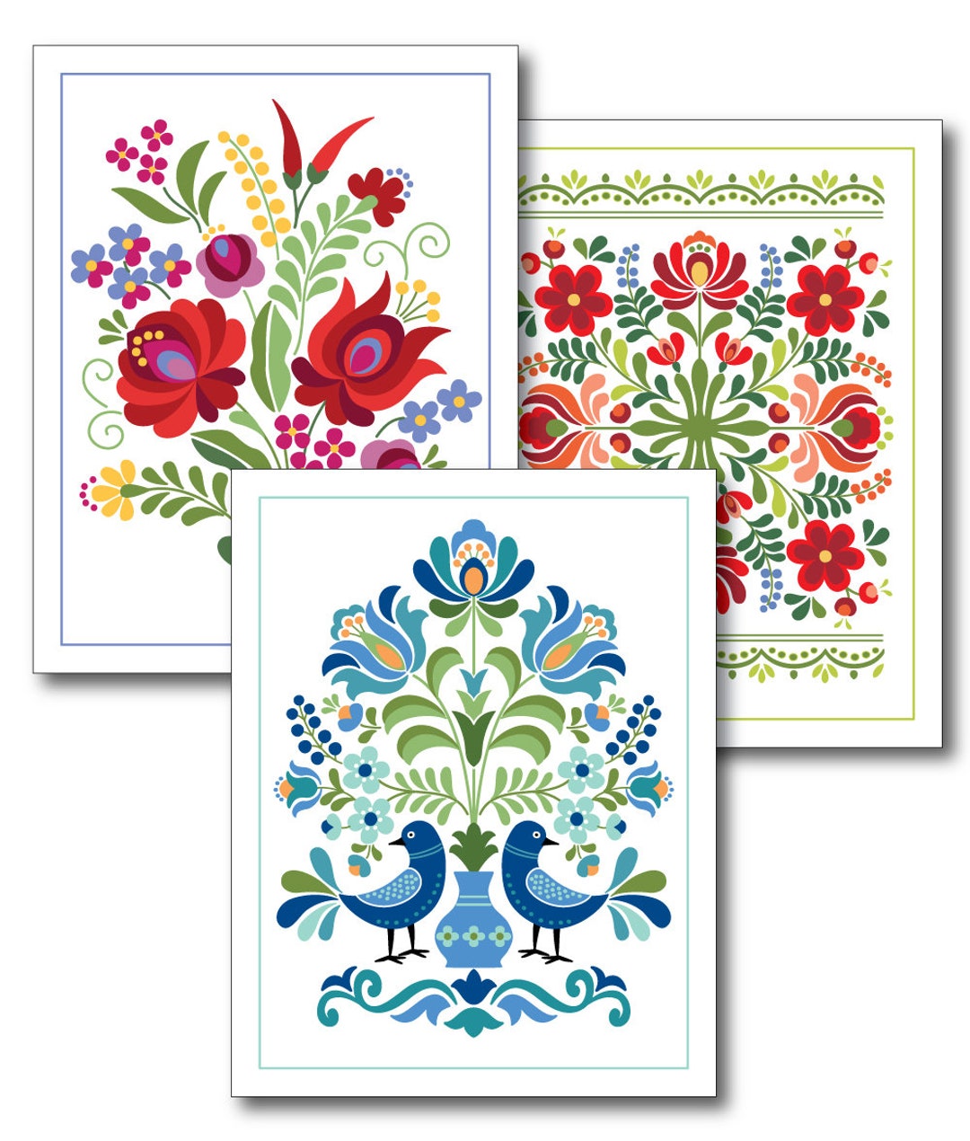 Hungarian Folk Designs, Set of Six Cards - Etsy