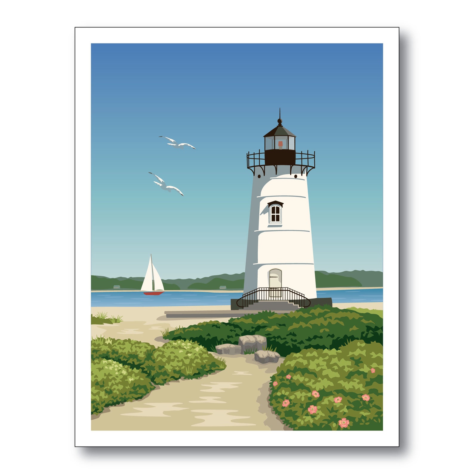 New England Lighthouses Greeting Cards, Set of Six Cards - Etsy