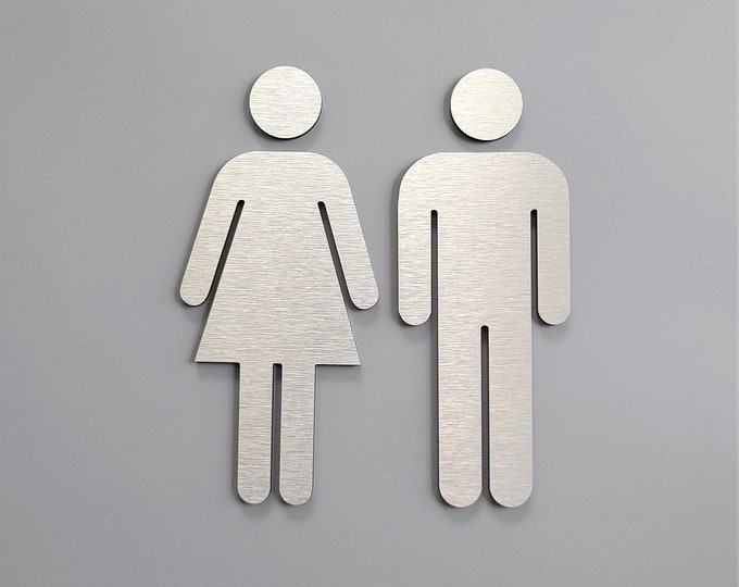 Male Female Bathroom Figures Set of 2. Restroom Door Sign. | Etsy