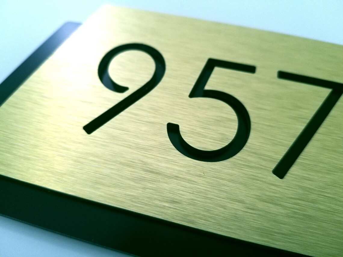 Gold Door Number Sign. Apartment Number Plaque. Hotel Room Numbers ...