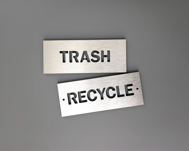 Trash and Recycle Signs With Bold Letters. Garbage Can Label. - Etsy