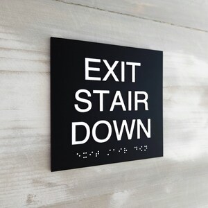 Exit Stair Down ADA Sign With Grade 2 Braille and Tactile Text. ADA ...