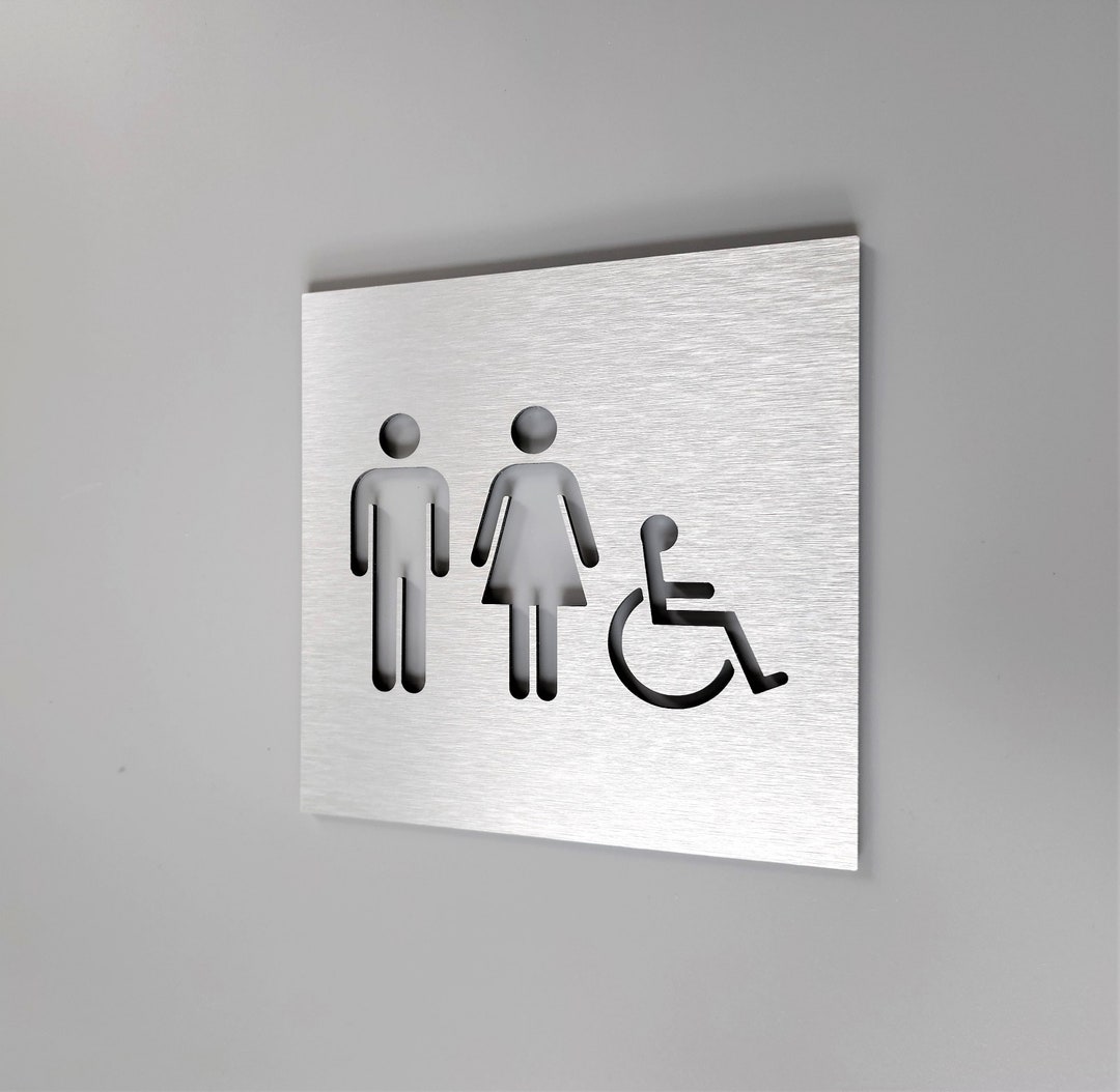 All Gender Handicap Accessible Restroom Sign. Unisex Bathroom Signs ...