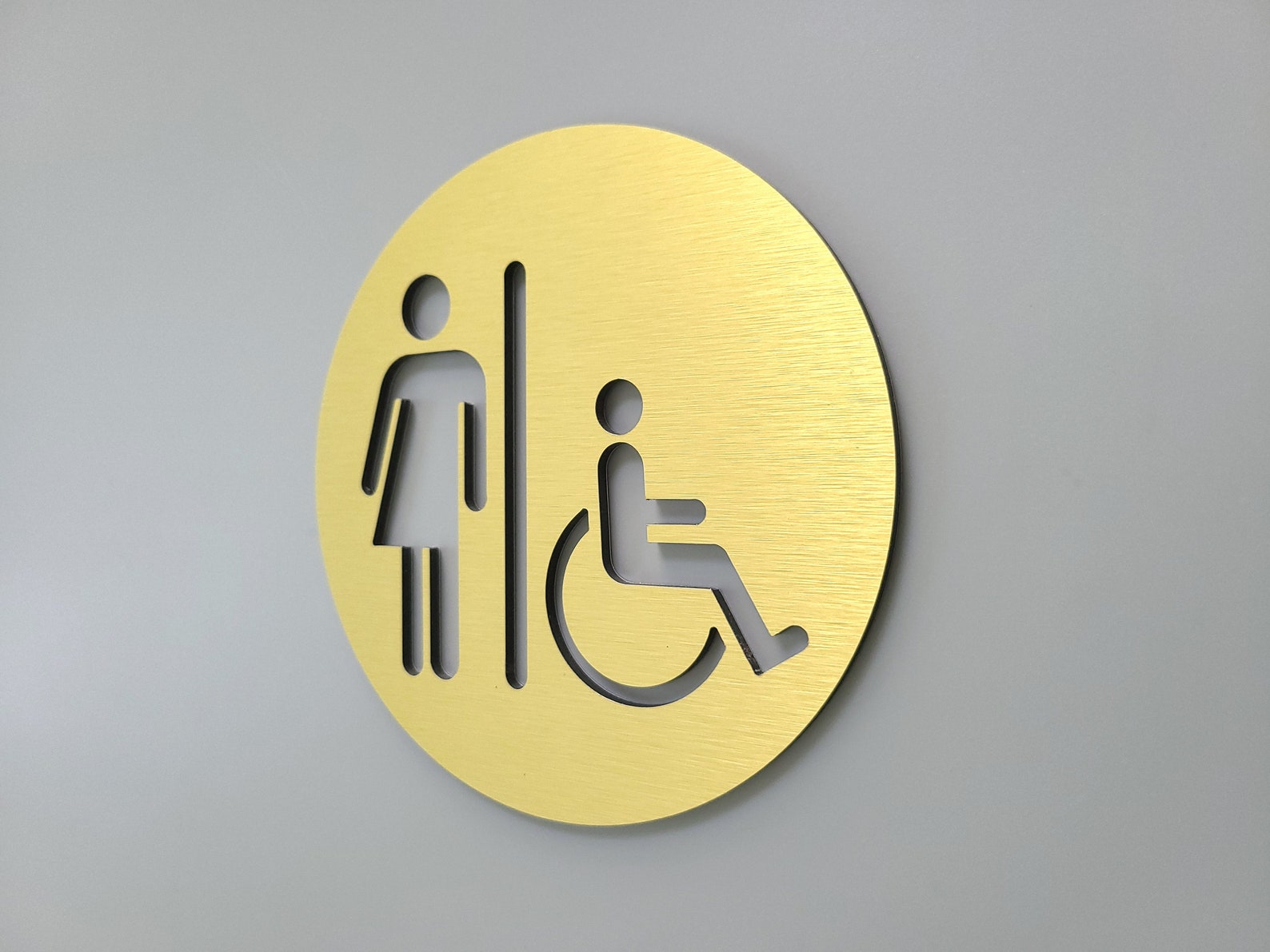 Gender Neutral Bathroom Sign Metal. Gold Restroom Door Sign. - Etsy
