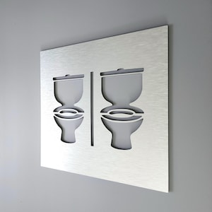 Restroom Sign With 2 Toilet Symbols. Square Bathroom Signs. Unisex. All ...