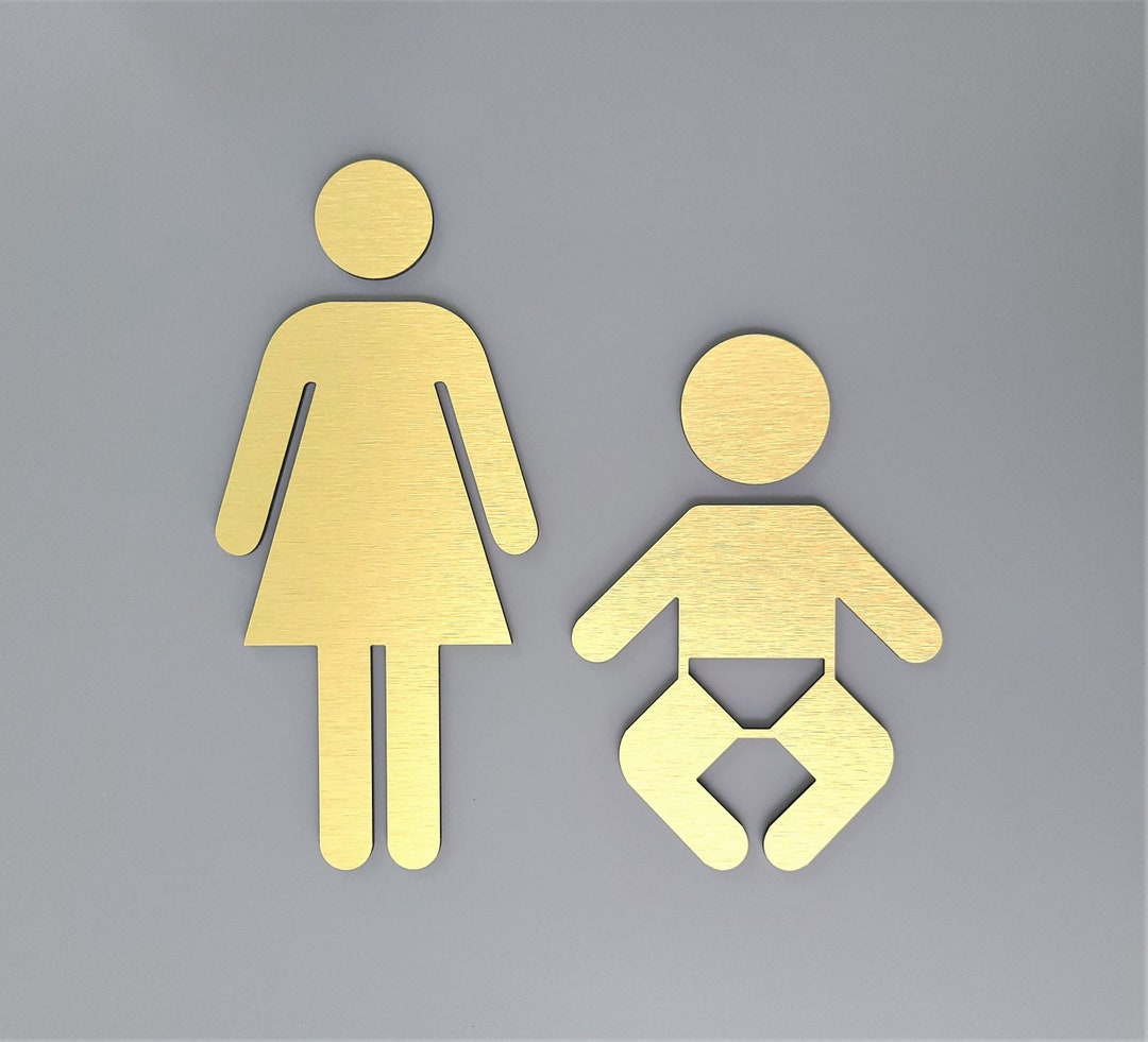 Female Restroom With Baby Changing Station. Set of 2 Bathroom Figures ...