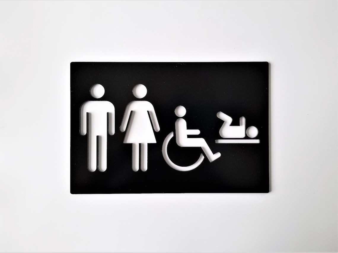 Family Restroom Sign. Handicap Accessible Restroom With Baby Changing ...