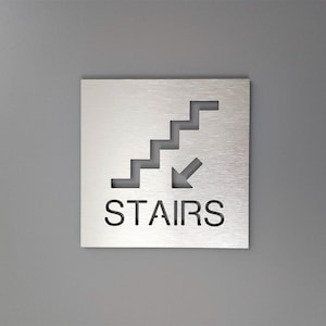 Stairs Signs With Arrows. Directional Stairs Sign. Stairway Signage ...