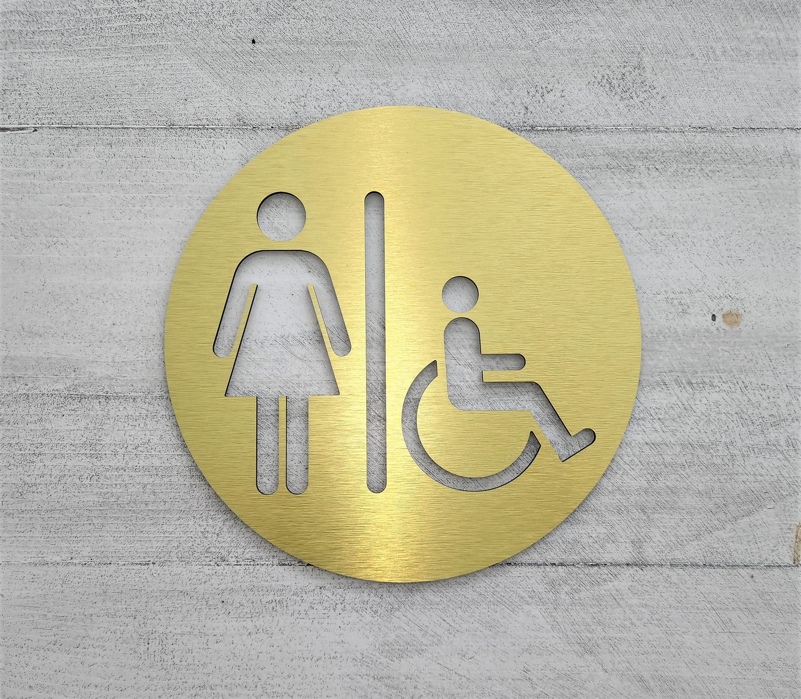 Female Restroom Sign Metal. Silver Bathroom Door Sign. Womens Toilet ...
