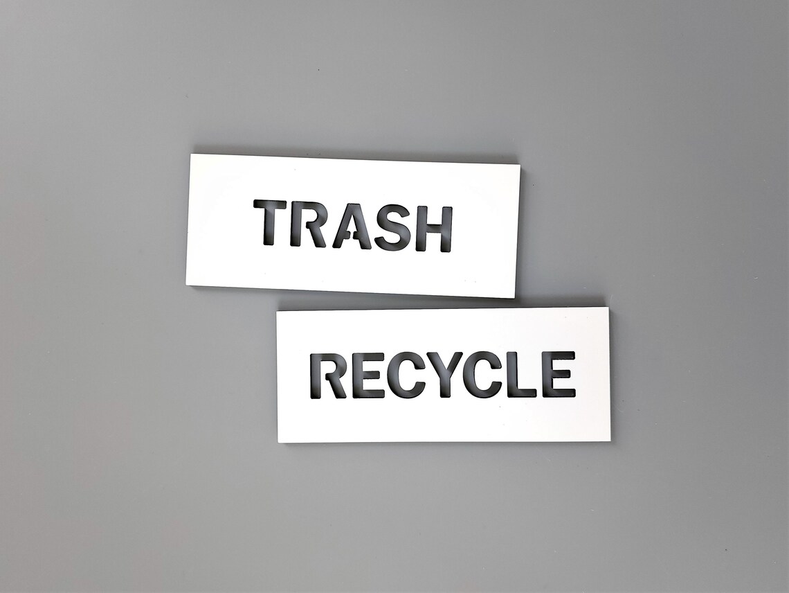 Trash and Recycle Signs With Bold Letters. Garbage Can Label. - Etsy