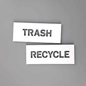 Trash and Recycle Signs With Bold Letters. Garbage Can Label. Trash Can ...