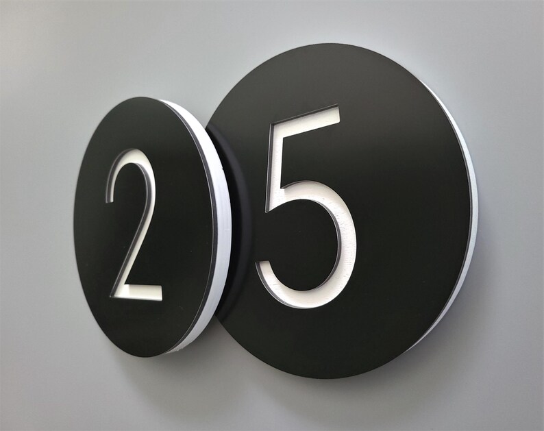 Black Round Door Numbers. Apartment Number Sign. Hotel Room Number ...