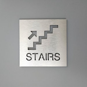 Stairs Signs With Arrows. Directional Stairs Sign. Stairway Signage ...