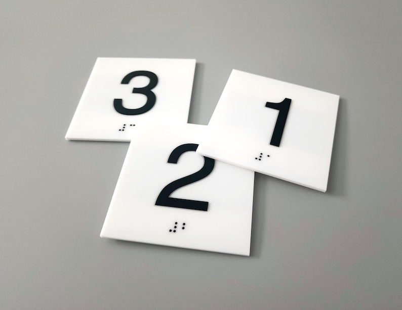 Square ADA Compliant Room Number Signs. Custom ADA Number Plaques ...