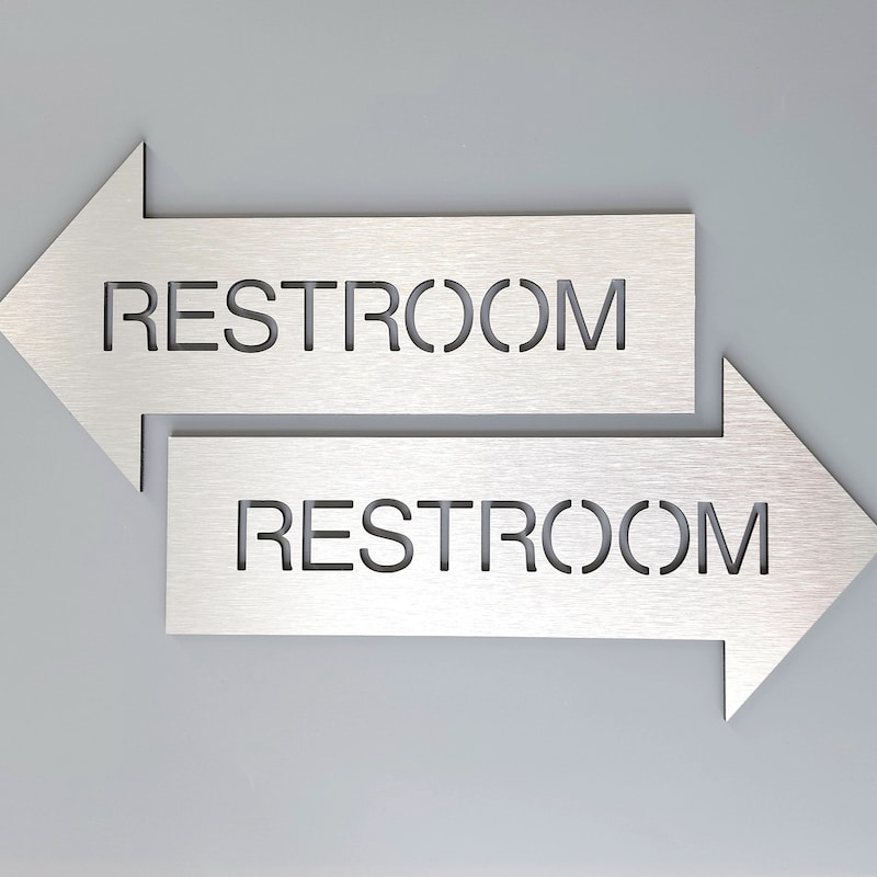 Gold Wc Sign With Arrow - Etsy