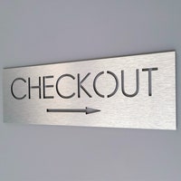 Checkout Sign With Arrow. Check Out This Way Sign. Directional Signs ...